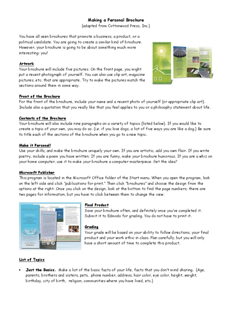 Brochure Instructions | PDF