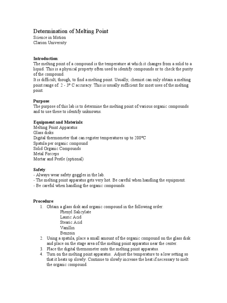 Determination-of-Melting | PDF | Melting Point | Melting