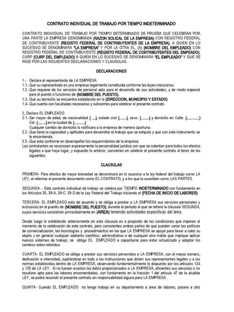 Contrato Machote | PDF | Salario | Business