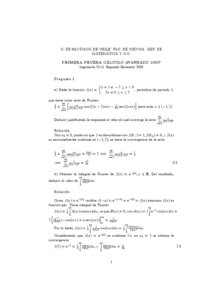 PEP 1 - Cálculo Avanzado (2008-2) | PDF | Geometría diferencial | Cálculo