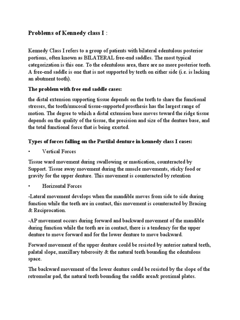 Problems of Kennedy Class I | PDF | Dentures | Dentistry Branches
