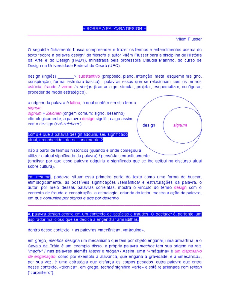 Sobre A Palavra Design - FLUSSER | PDF | Esboço | Science