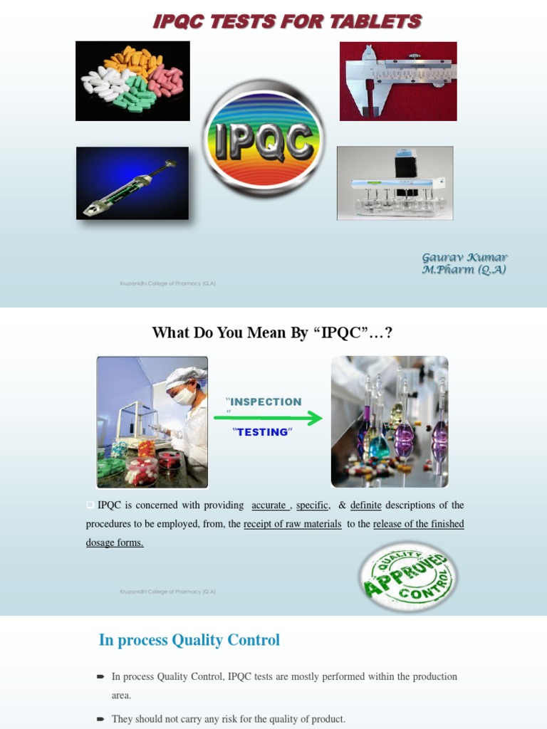 IPQC Tests For Tablets | PDF | Tablet (Pharmacy) | Density