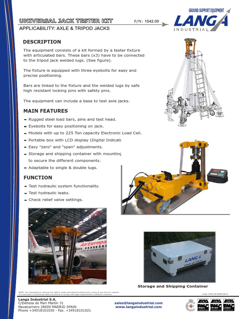 Universal Jack Tester Kit PORTABLE - 1542.00 | PDF