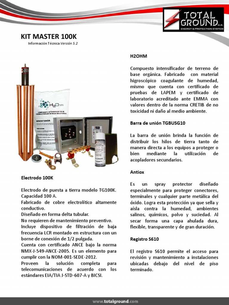 Kit de puesta a tierra para instalaciones eléctricas | PDF | Cobre | Acero