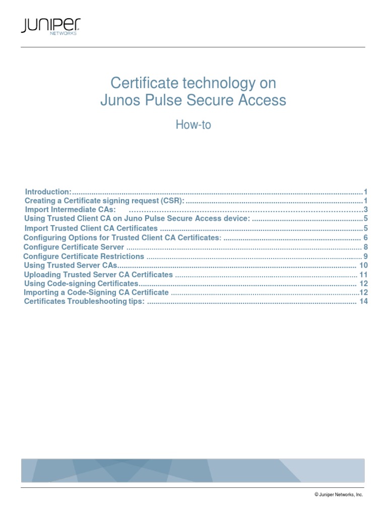 Certificate Technology On Junos Pulse Secure Access | PDF | Public Key Certificate | Internet ...