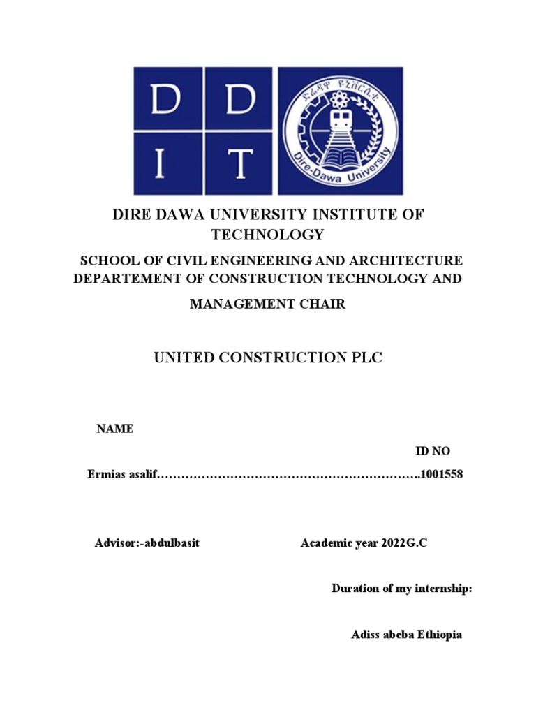 Dire Dawa University Institute of Technology School of Civil ...