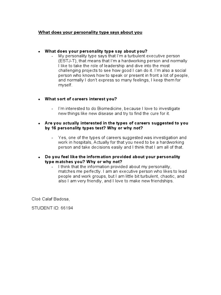 Your Personality Type and Career Matches | PDF