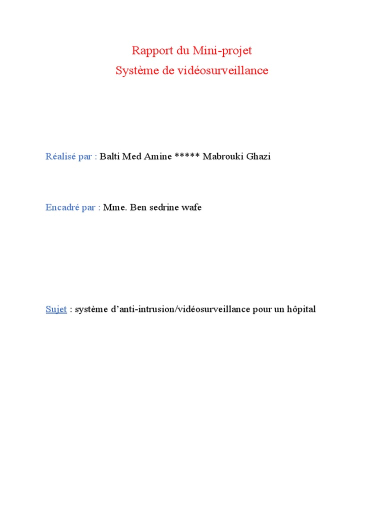 Rapport Du Mini Projet | PDF | Télévision en circuit fermé | Surveillance