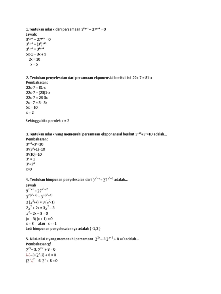 Penyelesaian Persamaan Eksponensial | PDF | Metode & Bahan Ajar