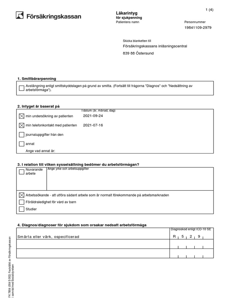 Smittbärarpenning: Läkarintyg | PDF
