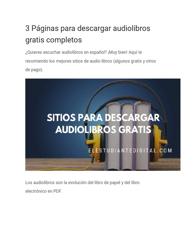 3 Páginas para Descargar Audiolibros Gratis Completos | Descargar ...