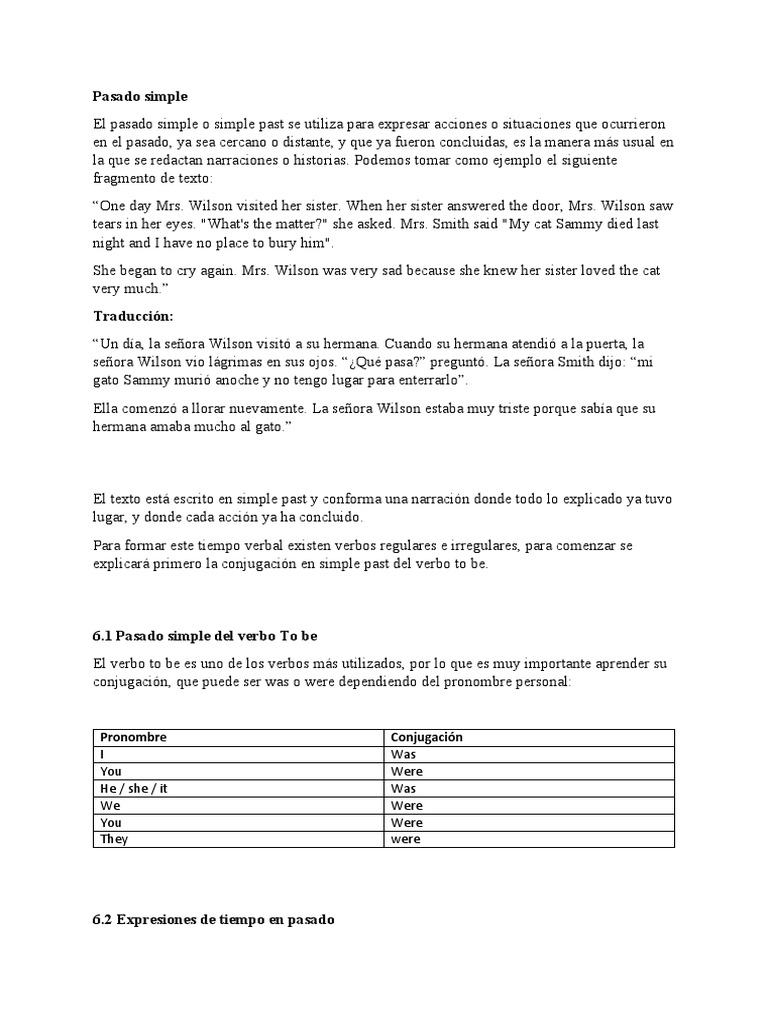 Pasado Simple o Simple Past | PDF | Verbo | Lingüística