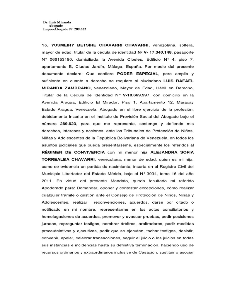 Poder Especial Representacion | PDF | Venezuela | Justicia