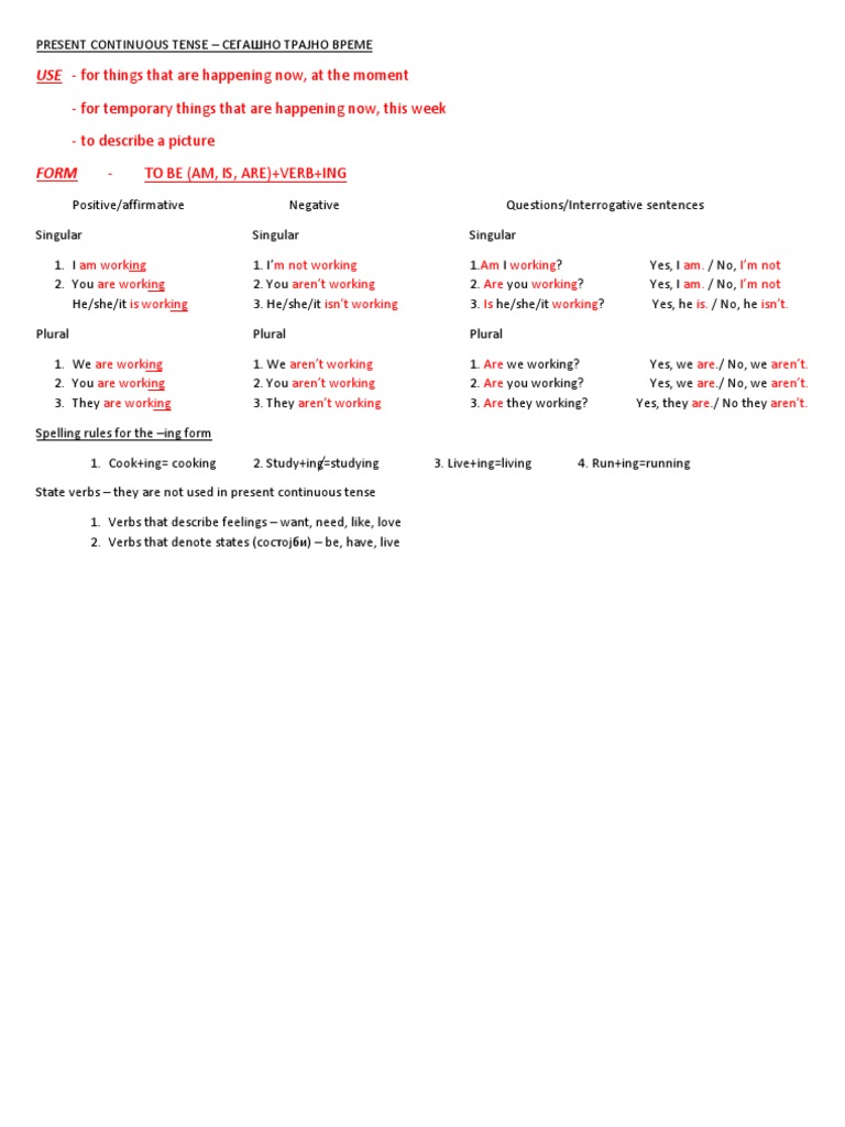 Present Continuous Tense Explained | PDF