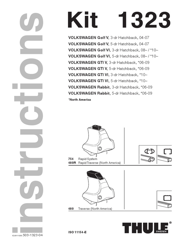 Thule Kit1323 v04 | PDF | Volkswagen | Transport