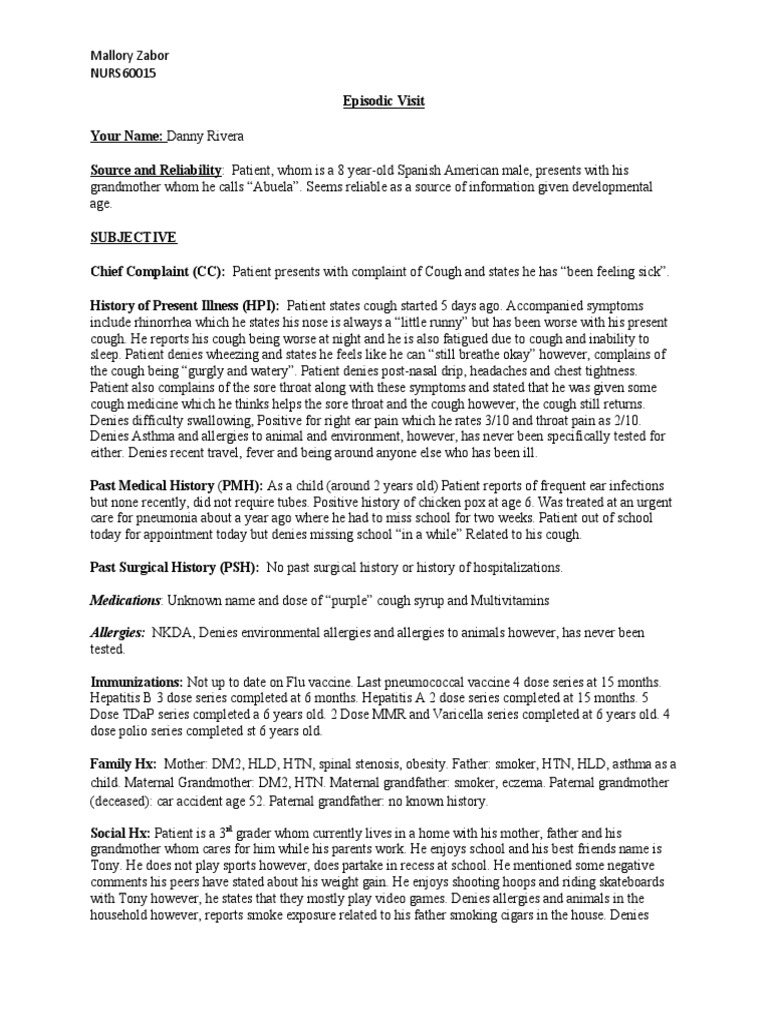 DANNY - RIVERA - MODIFIED VERSION - Episodic Visit Template | PDF ...