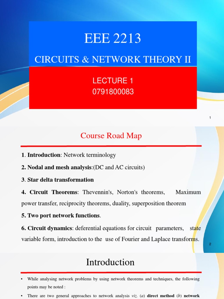 Lecture 1 - Mesh and Nodal Analysis | PDF | Electrical Network | Inductance