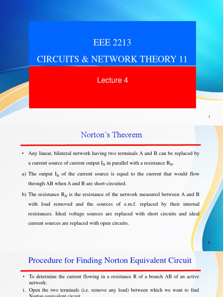 Norton’s Theorem Explained | PDF | Electrical Network | Series And ...