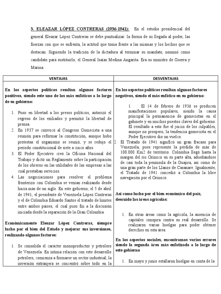 General Eleazar Lopez Contreras | PDF | Venezuela | Gobierno