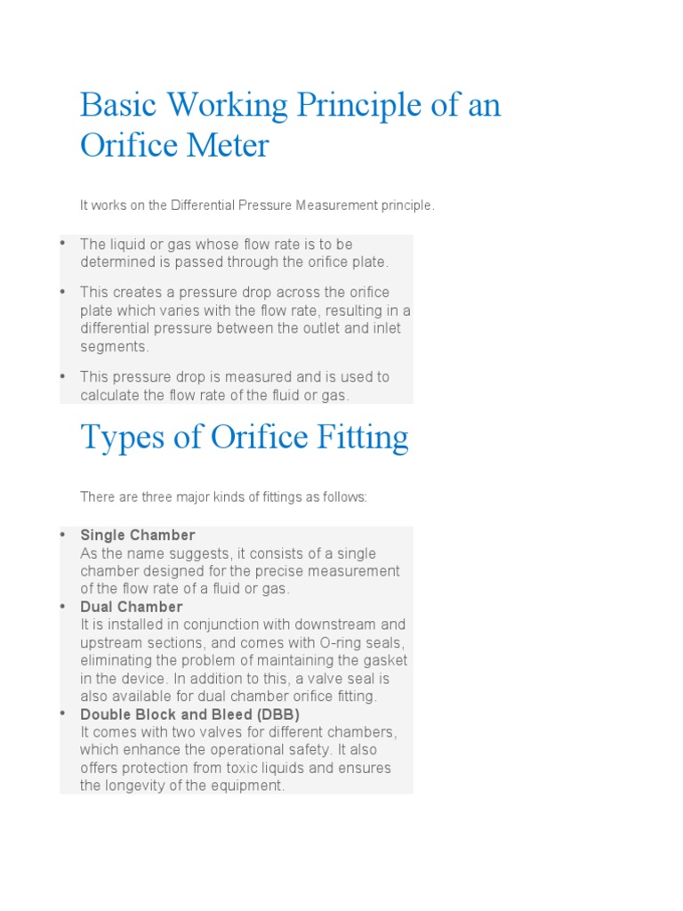Orifice Meter Working Principle Explained | PDF