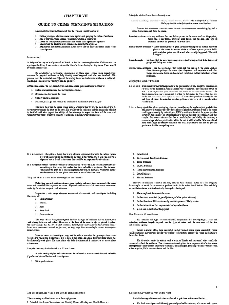 CDI 31 SCIWSII Chapter 7 SemiFinal Guide To Crime Scene Investigation | PDF | Crime Scene ...