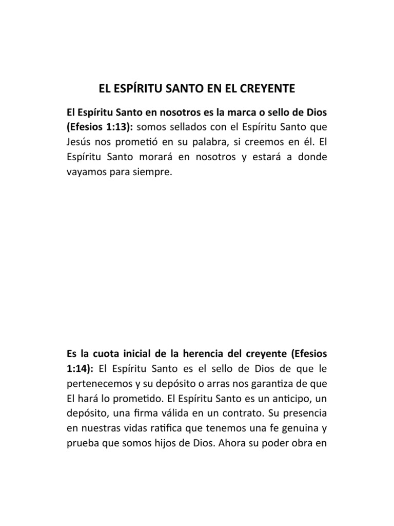 El papel del Espíritu Santo en el creyente según Efesios | PDF | espíritu Santo | Dios