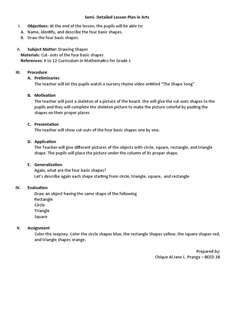 Lesson Plan in Arts | PDF | Art | Teaching Methods & Materials