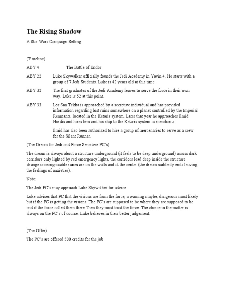 The Rising Shadow | Download Free PDF | Jedi | Luke Skywalker