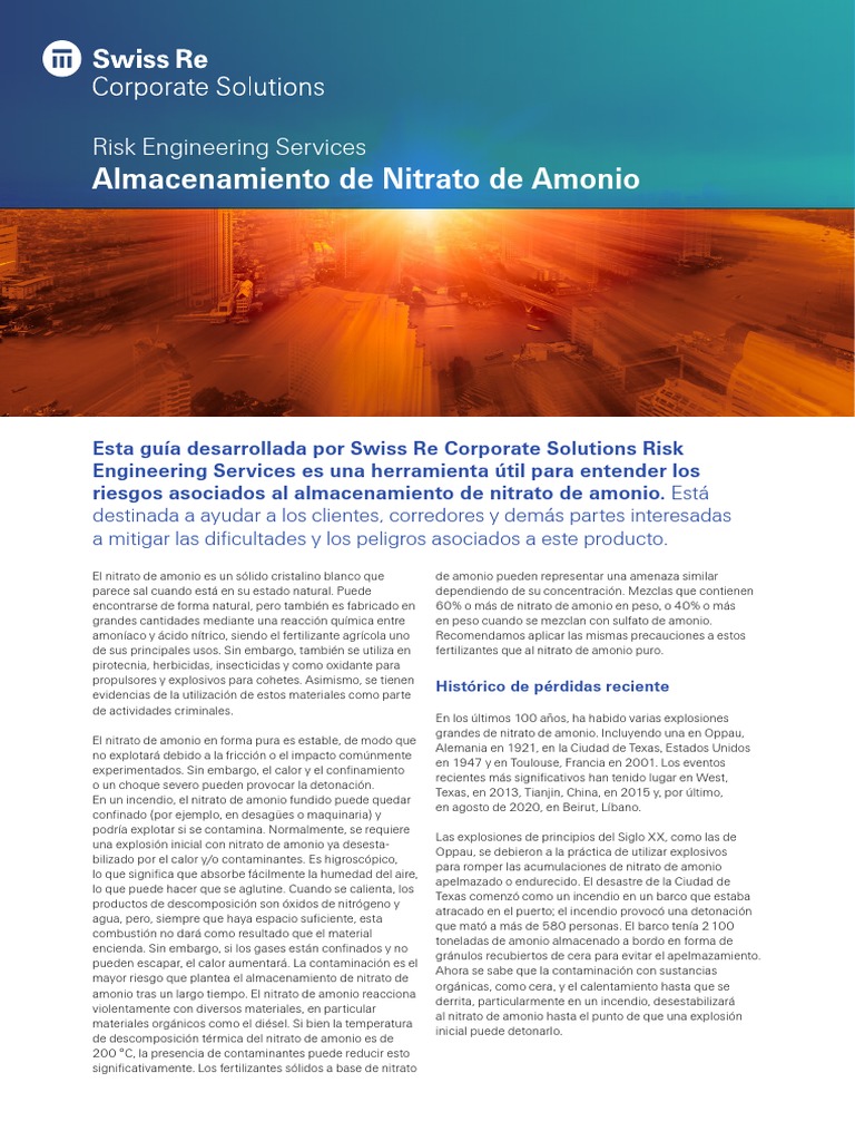 Almacenamiento de Nitrato de Amonio | PDF | Contaminación | Nitrato