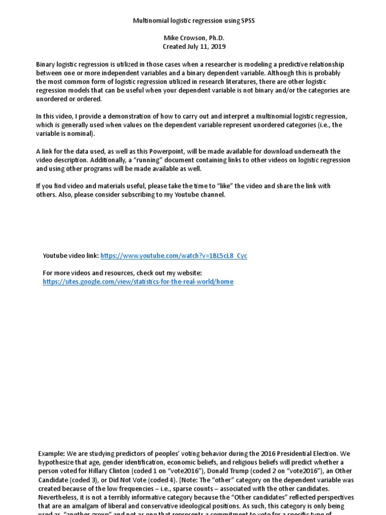 Multinomial LR 2 | PDF | Logistic Regression | Regression Analysis