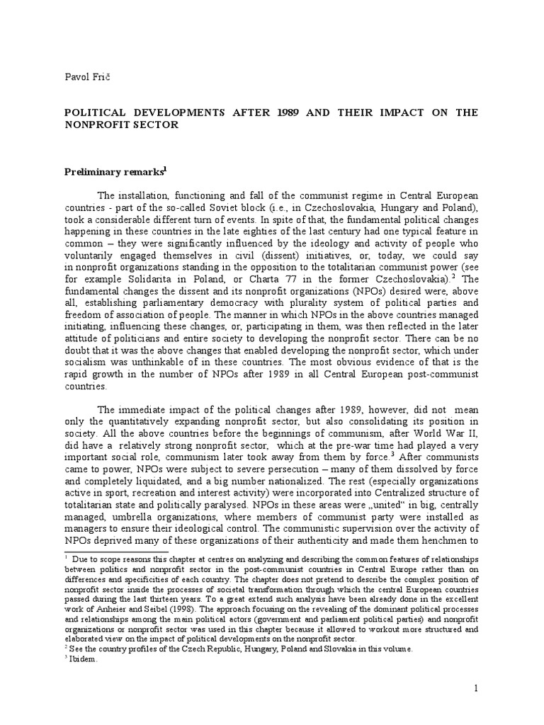 Impact of 1989 Politics on Nonprofits | PDF | Nonprofit Organization ...