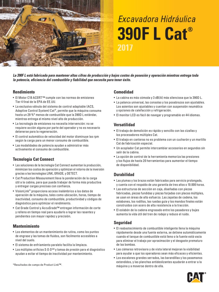 Ficha Tecnica CAT 390F | PDF