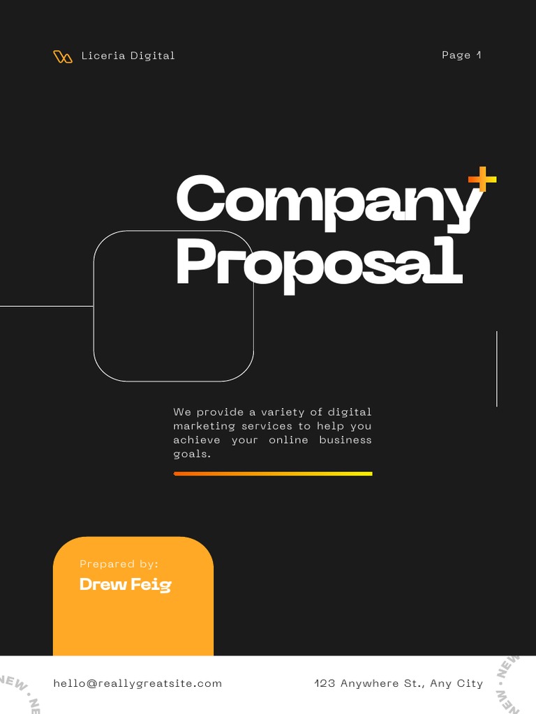 Black Yellow Simple Company Proposal A4 | PDF | Digital Marketing | Social Media Marketing