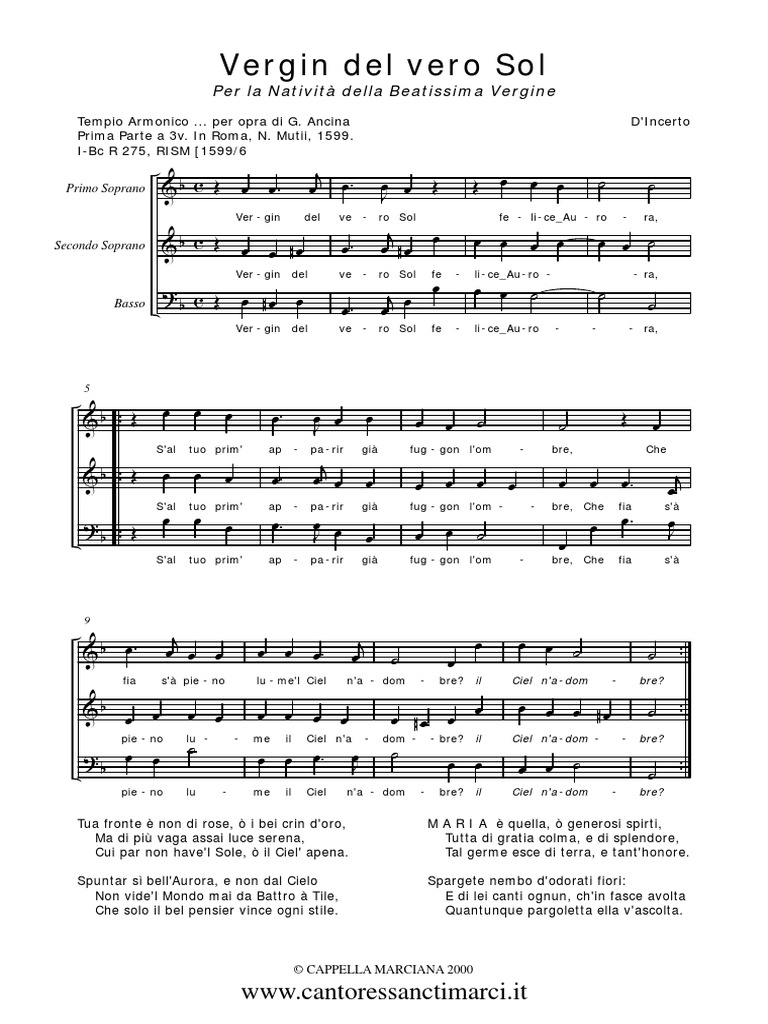 Vergin Del Vero Sol - D'Incerto | PDF