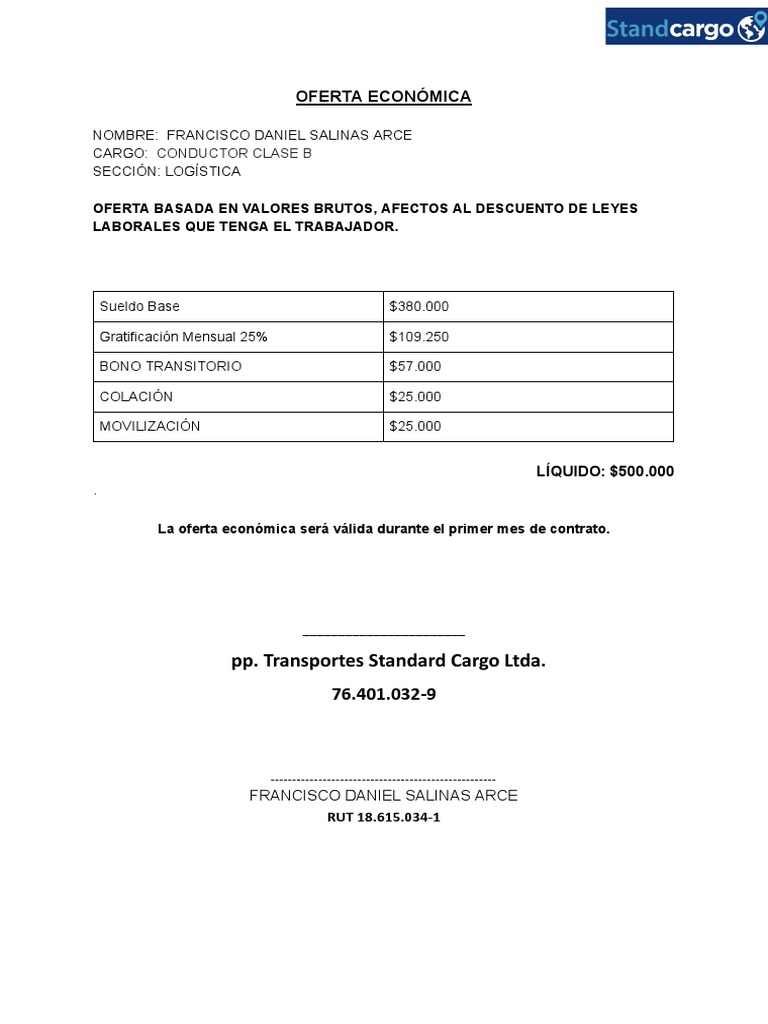 FORMATO - OFERTA ECONÓMICA - Documentos de Google | PDF