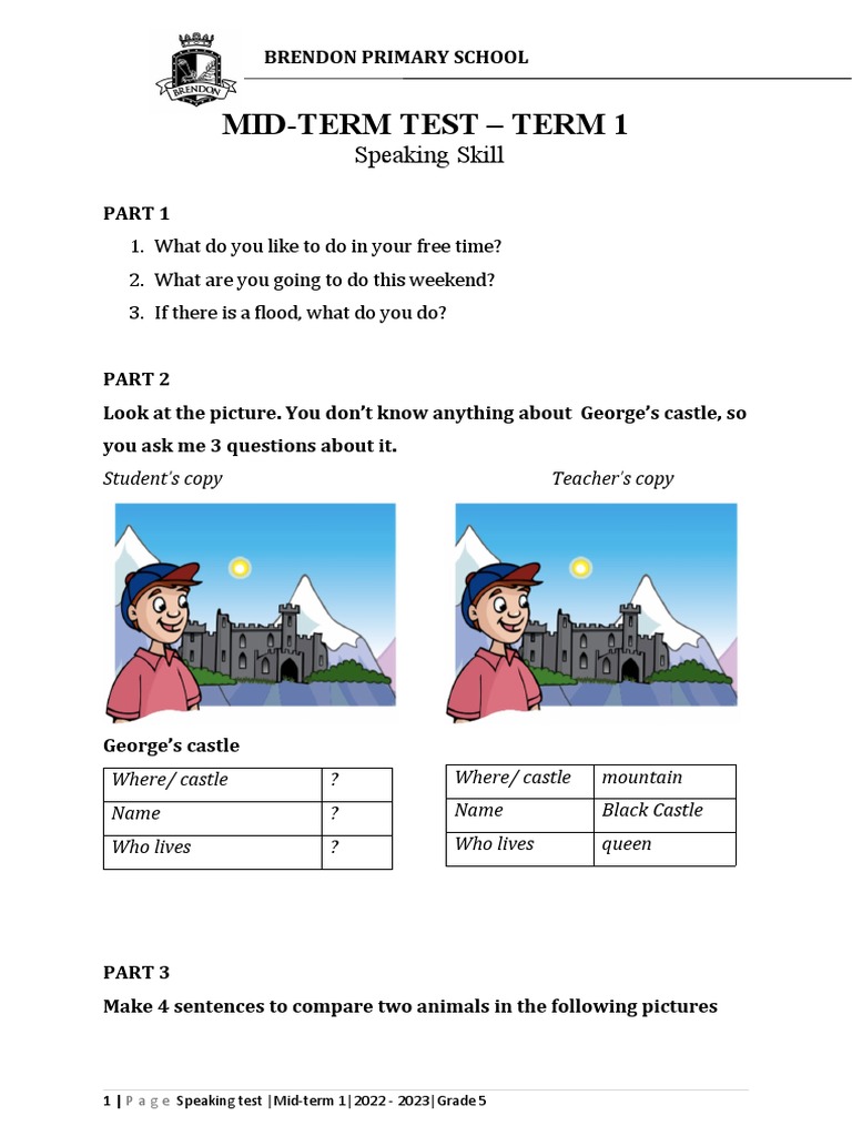 Grade 5 Speaking Test | PDF | Language Arts & Discipline
