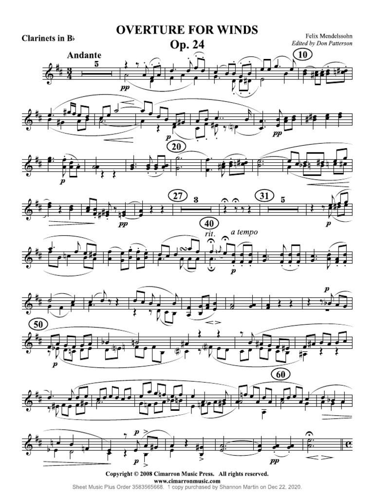 Overture For Winds - Clarinet in BB | PDF