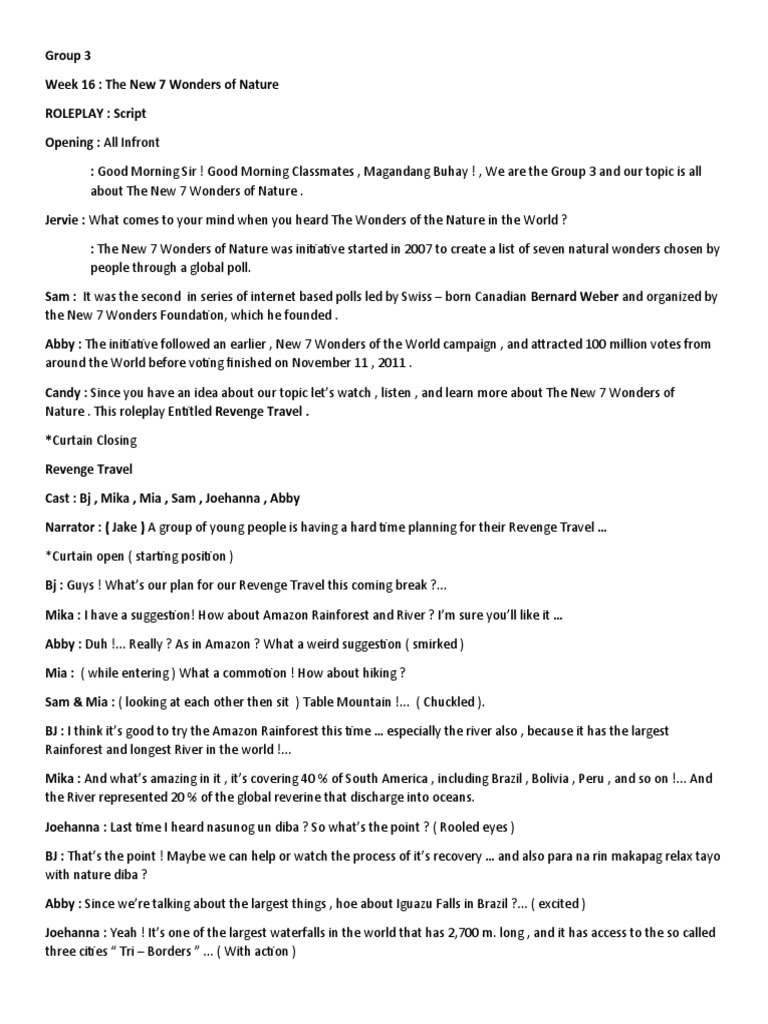 Roleplay Script | PDF | Earth Sciences | Geomorphology