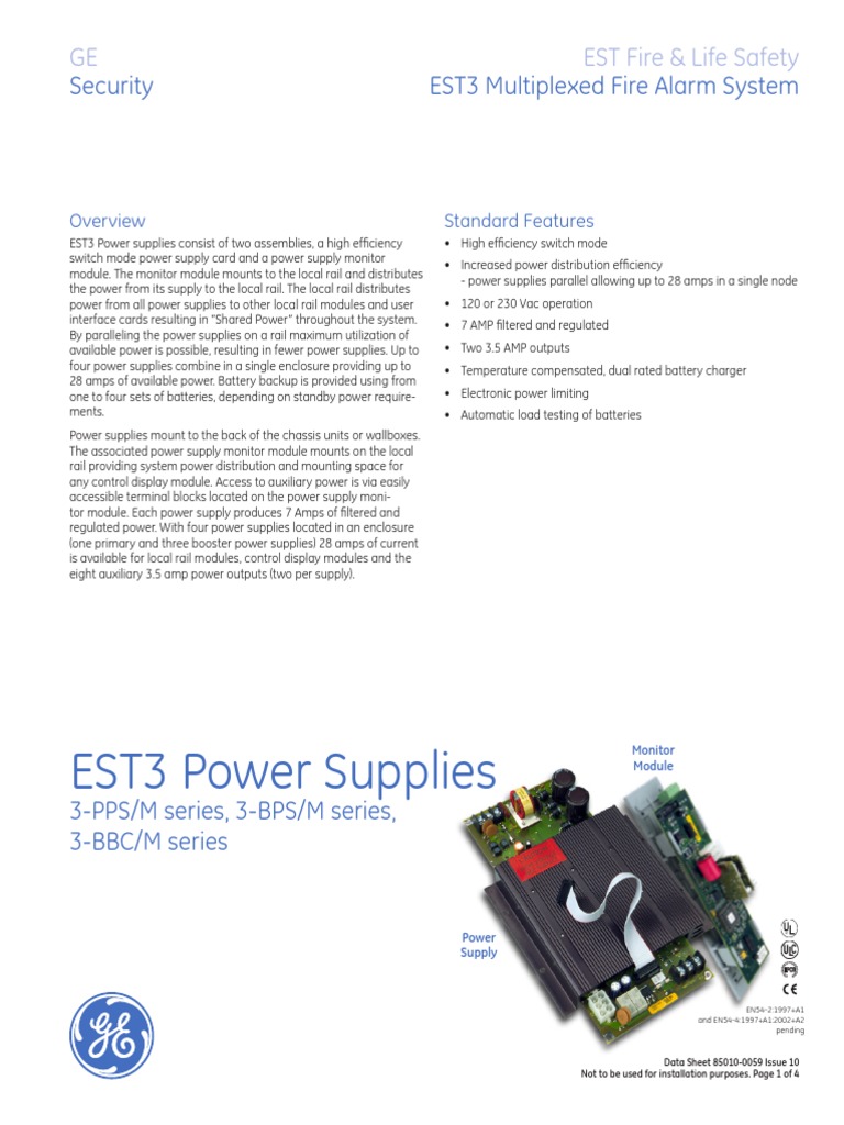 EST3 Power Supplies | PDF | Power Supply | Battery Charger