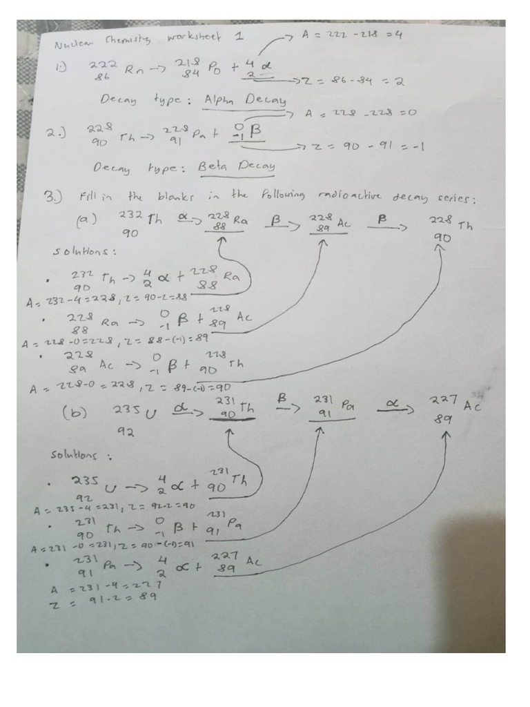 Nuclear Chemistry Worksheet 1 | PDF