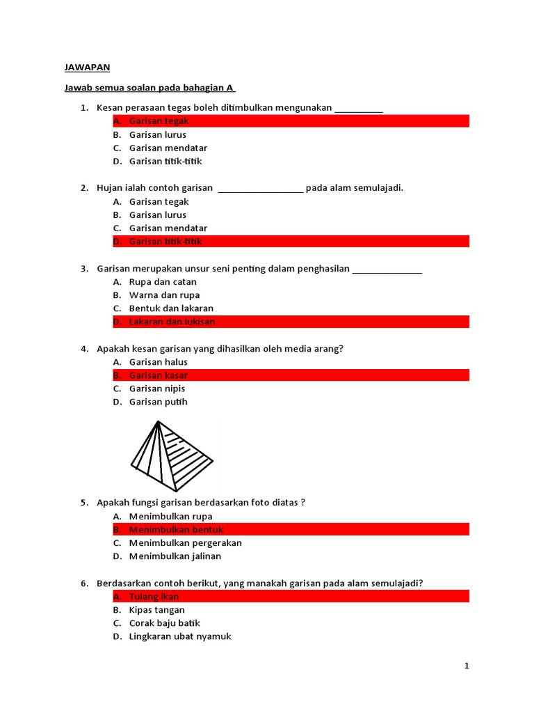 Soalan PSV Tingkatan 1 - Soalan Objektif Dengan Jawapan | PDF