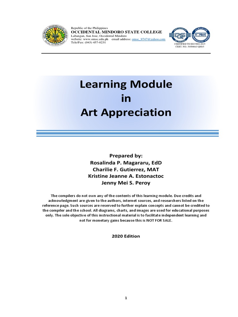 Art Appreciation Module - (1st Semester A.Y 2022-2023) | PDF | Social ...
