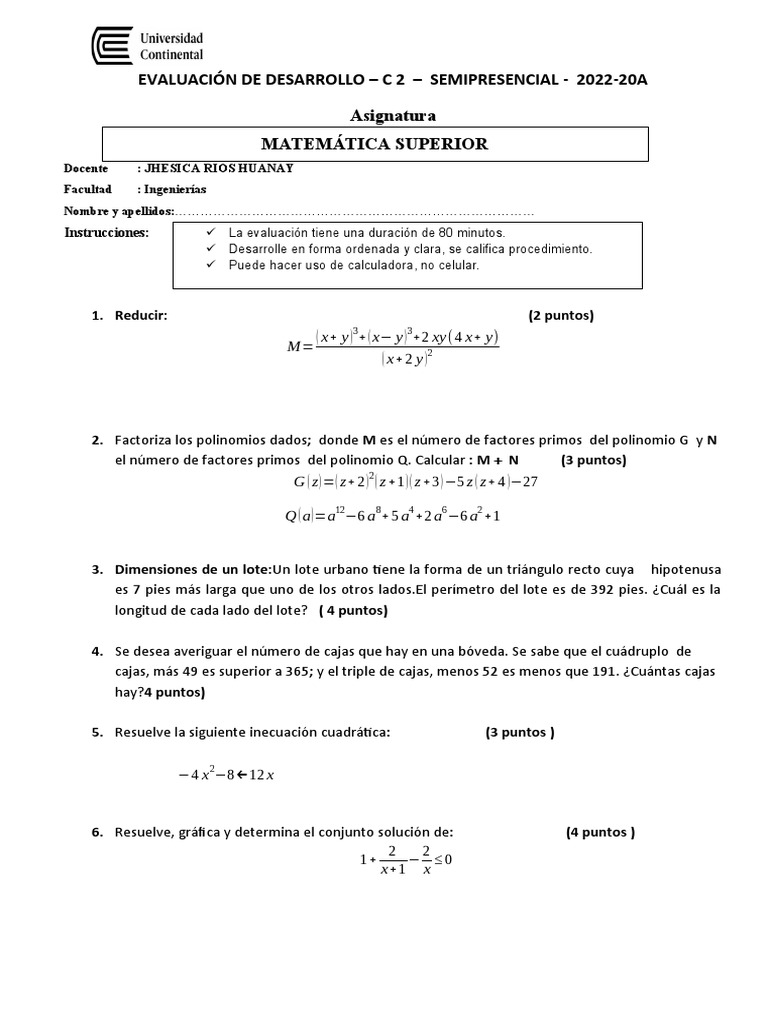 Consolidado 2 Evaluación Semipresencial 2022 - 20a | PDF