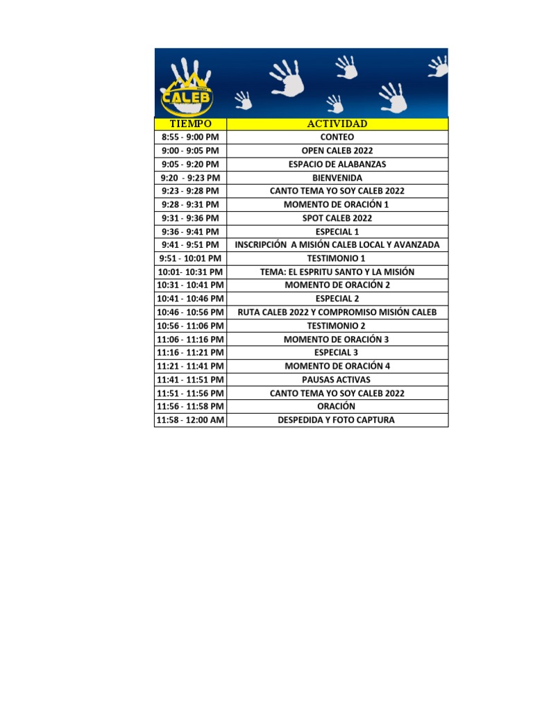 Programa Vigilia Caleb Puente Piedra A | PDF