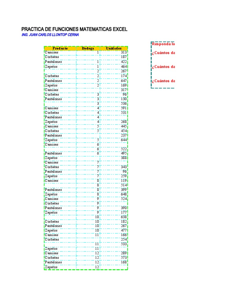 Tarea Excel 02 Matemáticas | PDF