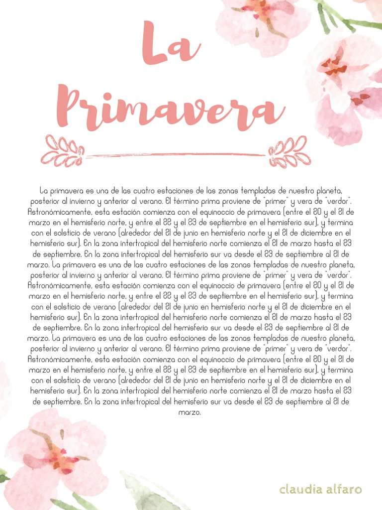 La Primavera | PDF | Temporada de primavera) | Estaciones
