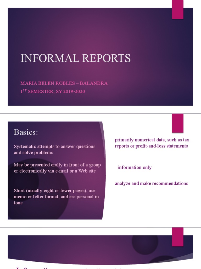 Informal Report | PDF | Information | Memorandum