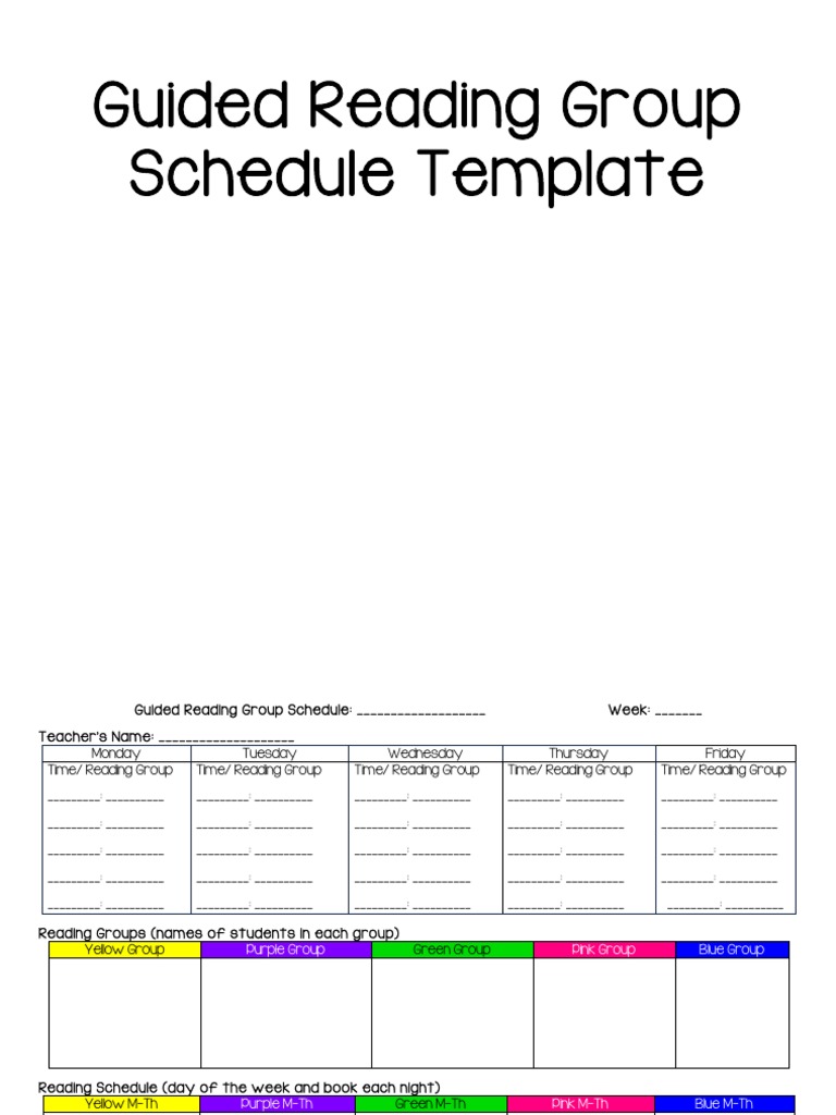 Guided Reading Group Schedule Template | PDF | Career & Growth