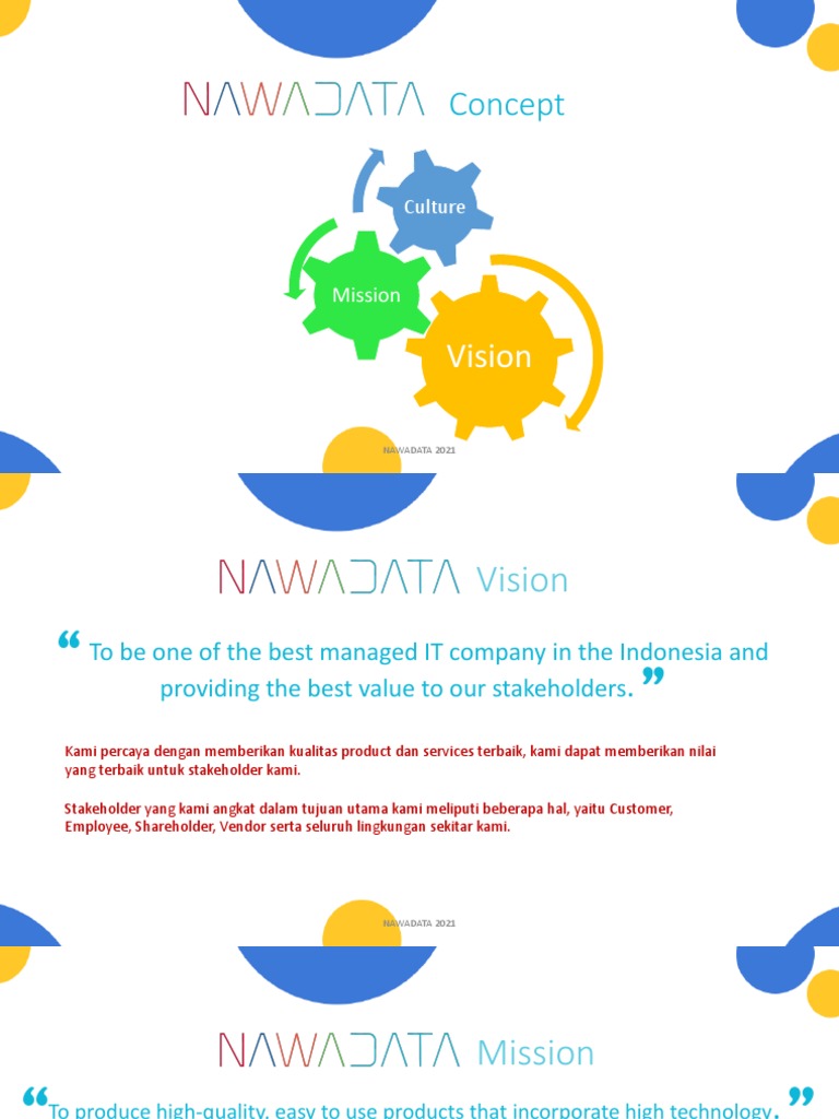 Visi, Misi Dan Value PT. Nawa Data Solutions | PDF